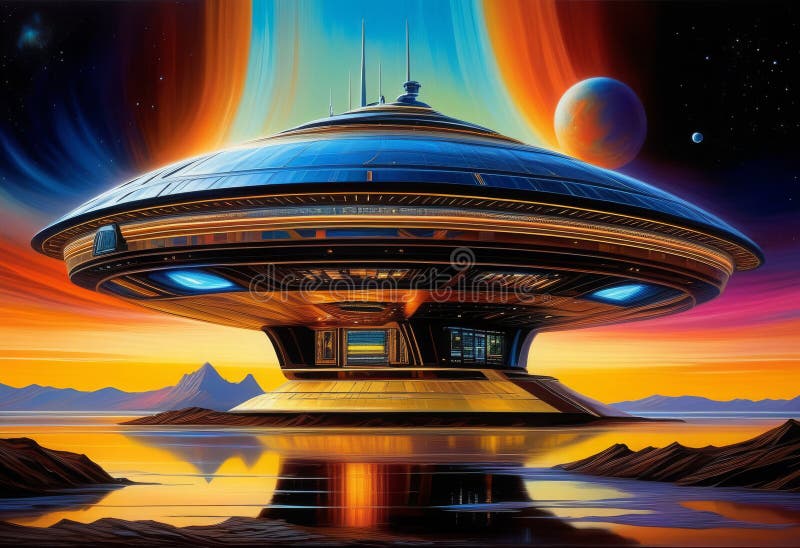A Majestic Journey on an Opulent Interstellar Ark Stock Illustration ...