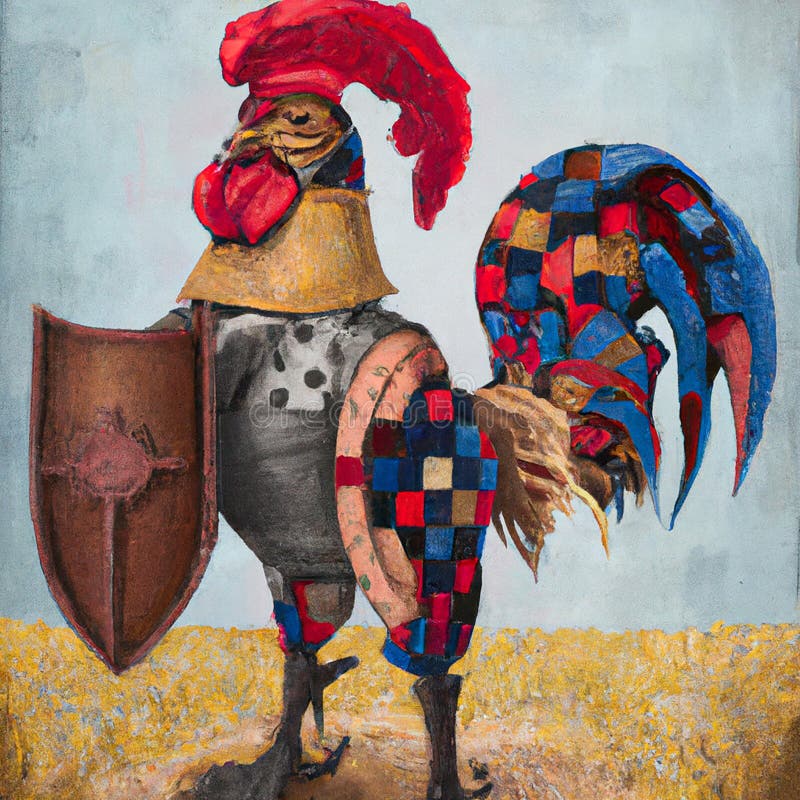 Majestic Knight Rooster in Armor Stock Illustration - Illustration of ...