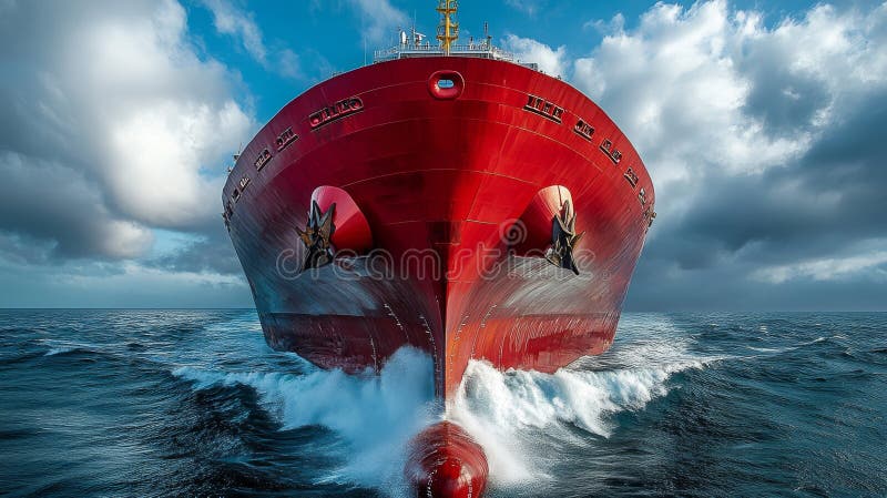 Majestic Large Cargo Ship on the Open Ocean at Sunrise Stock ...