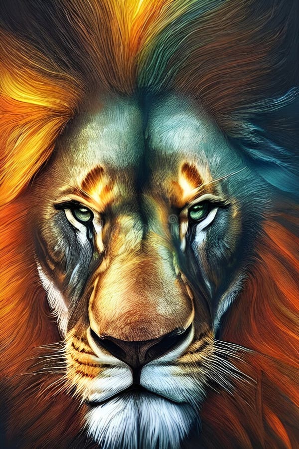Majestic Legends: Digital Lion Illustration Showcase Stock Illustration ...