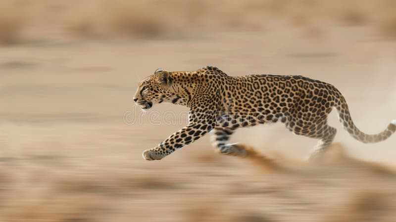 Majestic Leopard Displaying Its Speed and Agility in a Full Sprint ...