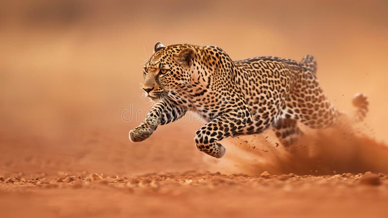 Majestic Leopard Displaying Its Speed and Agility in a Full Sprint ...