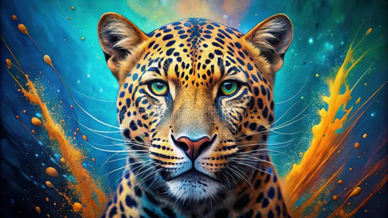 Majestic Leopard Portrait Against an Abstract Splash of Color ...