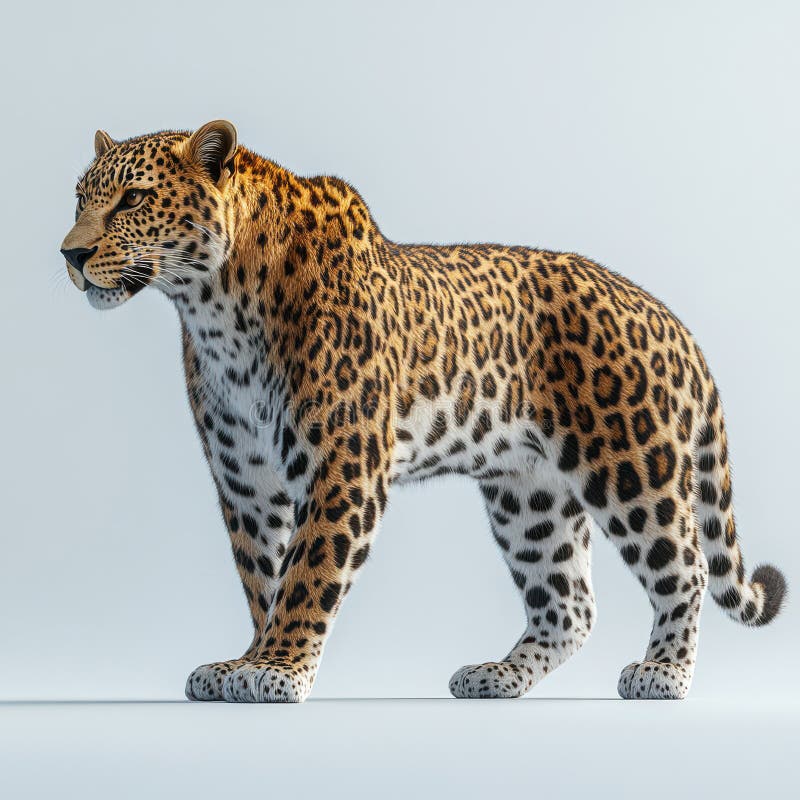 Majestic Leopard Roaming Wildcat Animal Portrait Stock Illustration ...