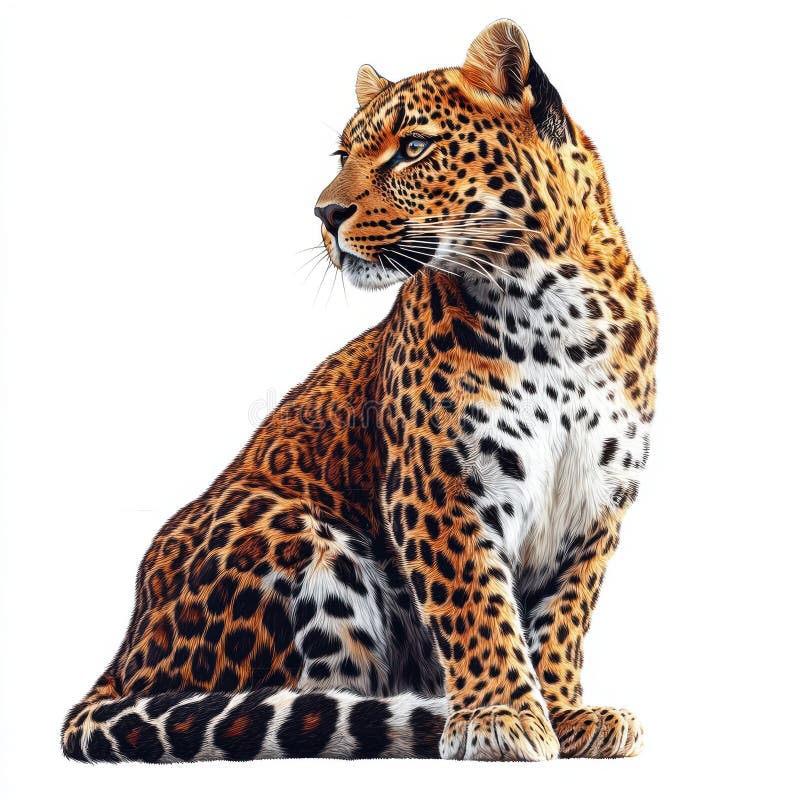 Majestic Leopard Sitting Profile View Wildlife Art Stock Illustration ...