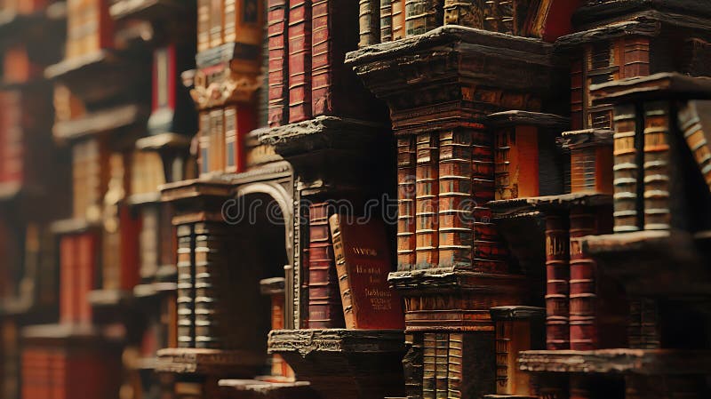 A Majestic Library Tower Constructed with Books As Bricks Showcasing ...