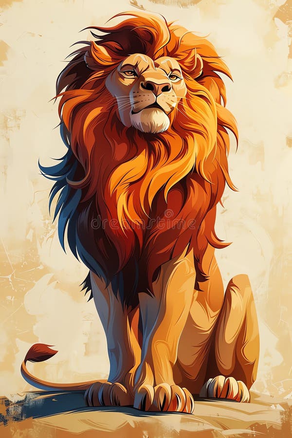 Majestic Lion with Flowing Mane. King of the Jungle Illustration Stock ...
