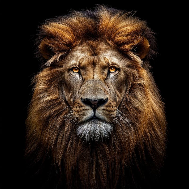 Majestic Lion with a Majestic Mane Against a Dark Backdrop. Stock ...