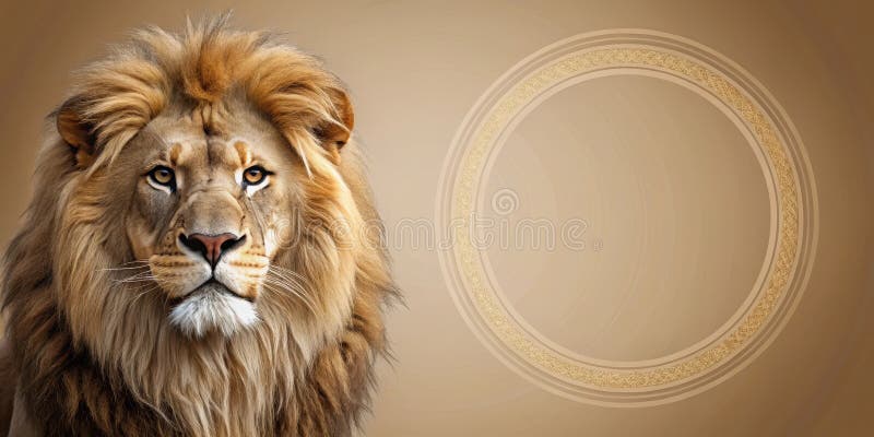Majestic Lion Portrait with Elegant Circular Frame Design. Generative ...