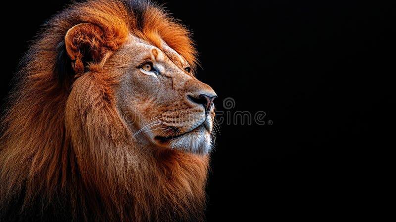 Majestic Lion, Profile View, Dark Background, Wildlife Stock ...