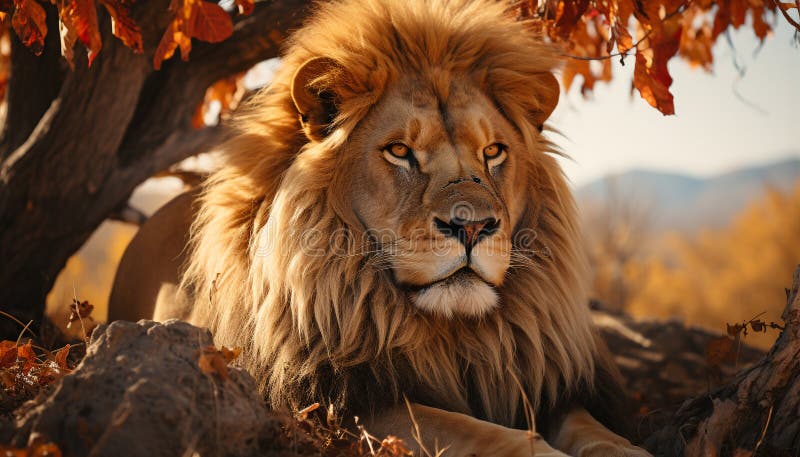 Majestic Lion Resting in the Wilderness, Hiding in Plain Sight ...