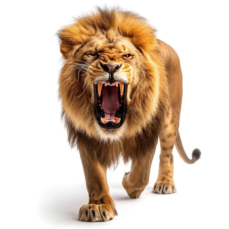 Majestic Lion Roaring Isolated on White. Generative Ai Stock ... Majestic Lion Roaring Isolated on White. Generative Ai Stock ...