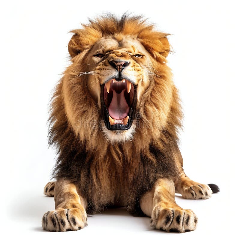Majestic Lion Roaring Isolated on White. Generative Ai Stock ... Majestic Lion Roaring Isolated on White. Generative Ai Stock ...