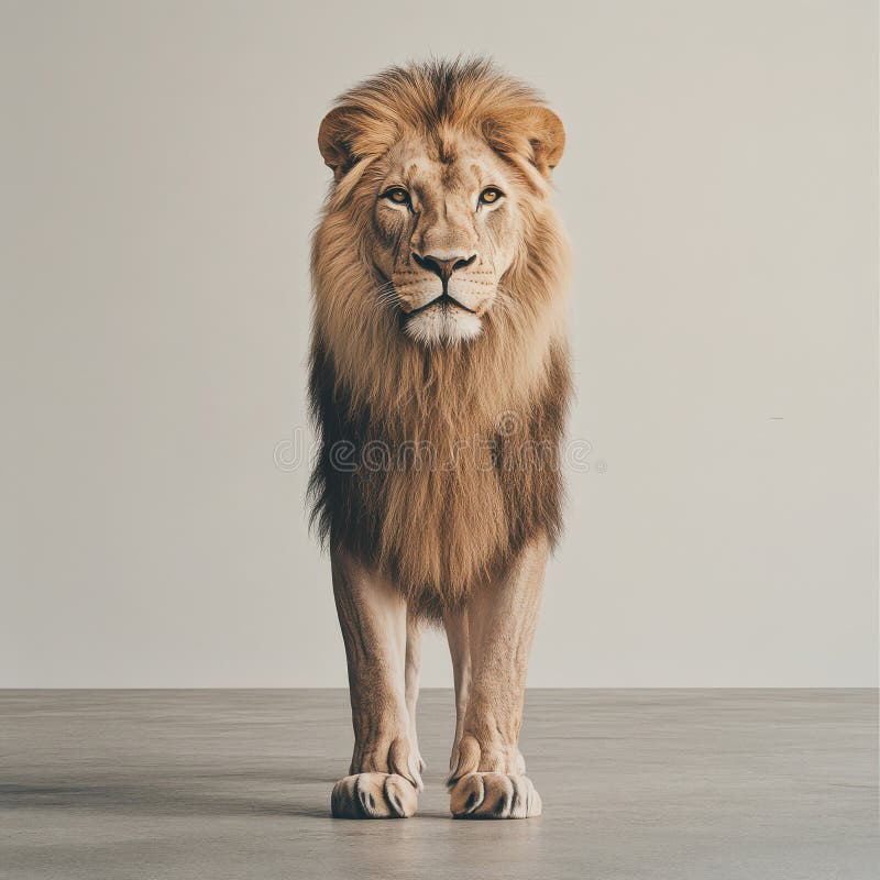 Majestic Lion Standing Tall in Minimalist Setting Stock Illustration ...