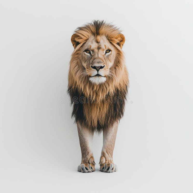Majestic Lion Standing Tall White Background Stock Illustration ...