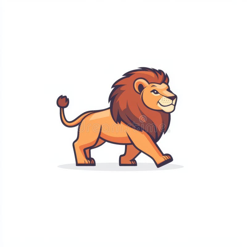 Majestic Lion Walking Cartoon Illustration Stock Illustration ...