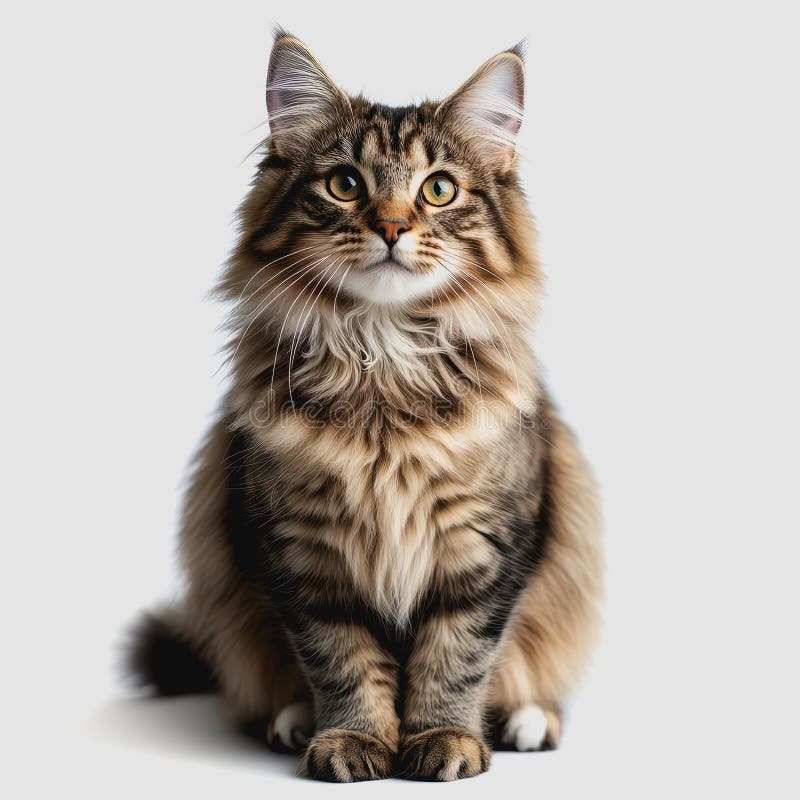 Majestic Long-Haired Cat Sitting Elegantly in Studio Lighting ...