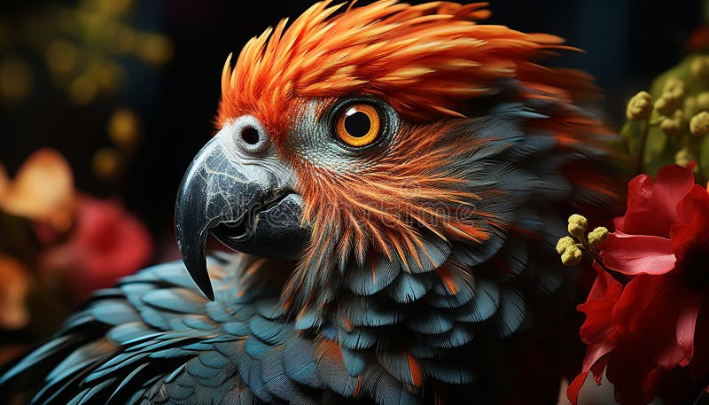 Majestic Macaw Perching on Branch, Vibrant Feathers in Tropical ...