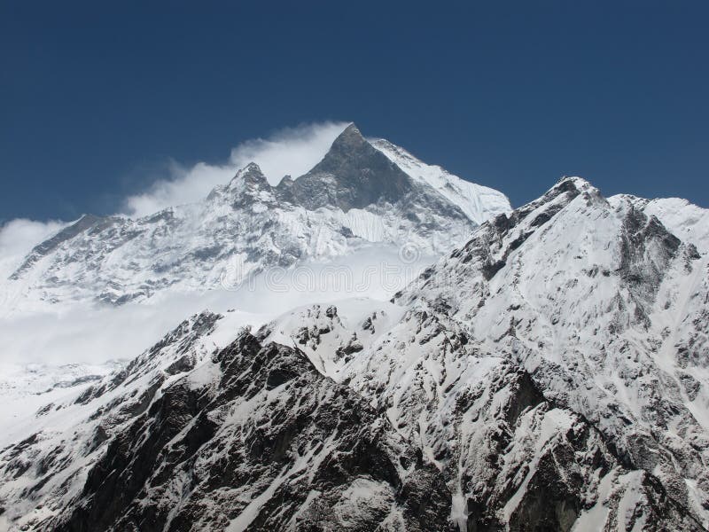 Machapuchare - Majestic Mountain Peak in Himalaya. Stock Image - Image ...