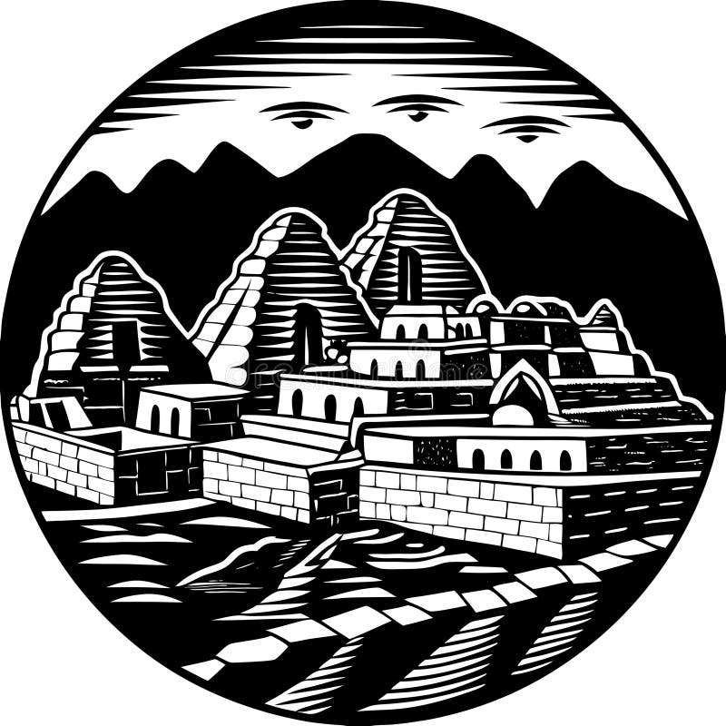 Majestic Machu Picchu Silhouette Design Stock Vector - Illustration of ...