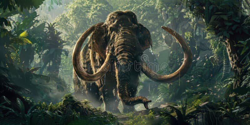 A Majestic Mammoth in the Jungle. Created by Generative Artificial ...