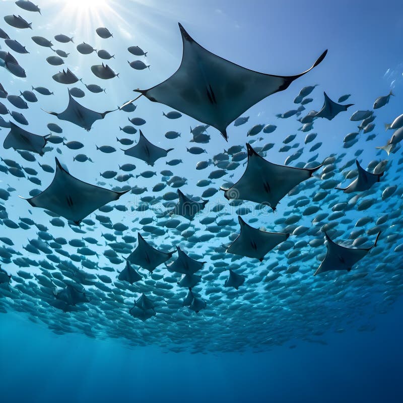 Majestic Manta: a Dance with Schools of Fish in Okinawa Stock ...