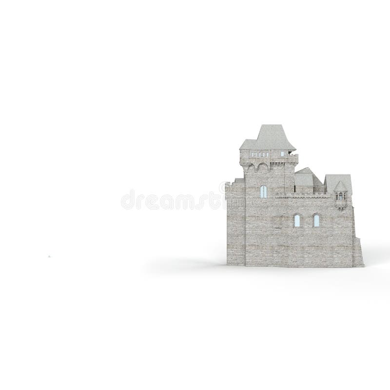 Majestic Miniature Castle on a White Background - 3D Render ...