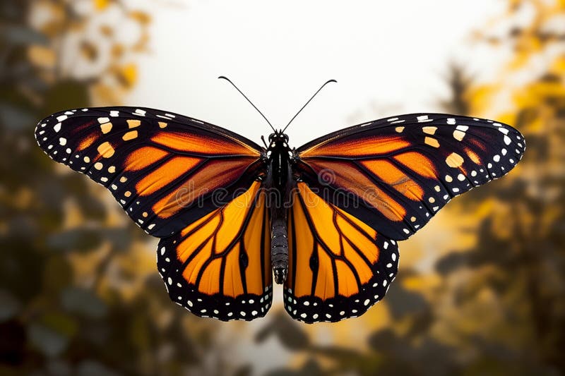 Majestic Monarch in Mid Flight, Embodying the Awe of Migration Stock ...