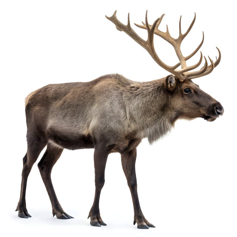 Majestic Moose with Large Antlers Side View on White Background Stock ...