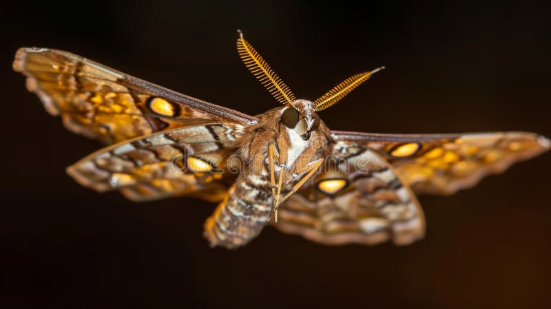 Majestic Moth with Spread Wings in Natural Nighttime Habitat Stock ...