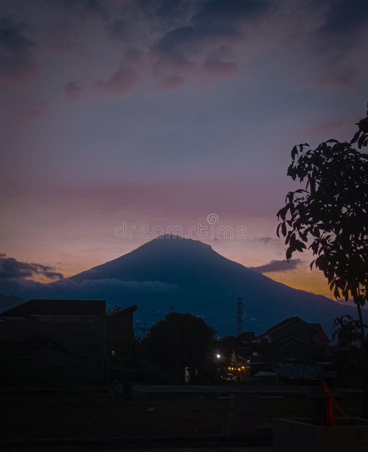 Majestic Mount Sumbing at Sunset with Rural Landscape, Central Java, Indonesia Stock Image ...