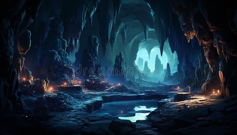 Majestic Mountain Cave, Dark and Mysterious, Illuminated by Nature ...