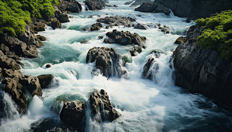 Majestic Mountain, Flowing Water, Rapid Motion, Tranquil Scene, Beauty ...