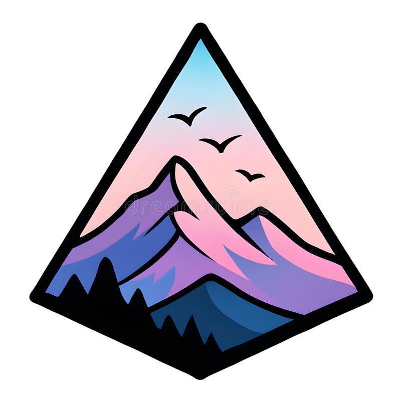 Majestic Mountain Landscape with Flying Birds Inside Triangle Stock ...