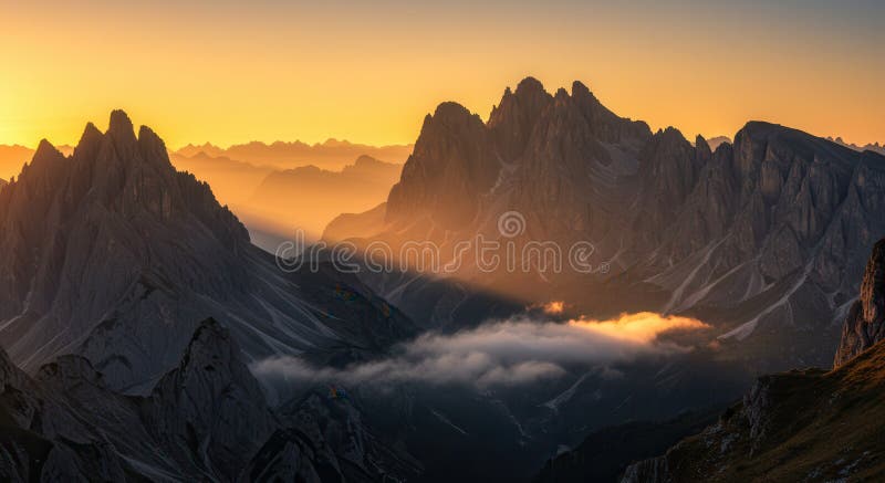 Majestic Mountain Landscape at Sunrise with Dramatic Light and Shadow ...
