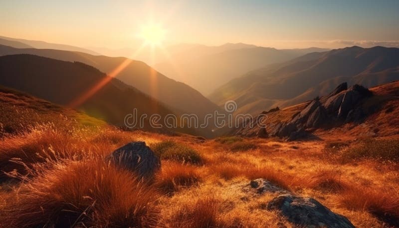Majestic Mountain Peak Back Lit by Sunrise Generated by AI Stock Image ...