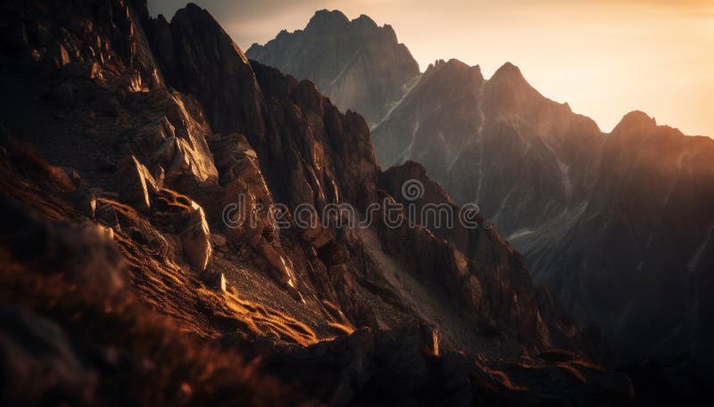 Majestic Mountain Peak Backlit by Sunrise Beauty Generated by AI Stock ...
