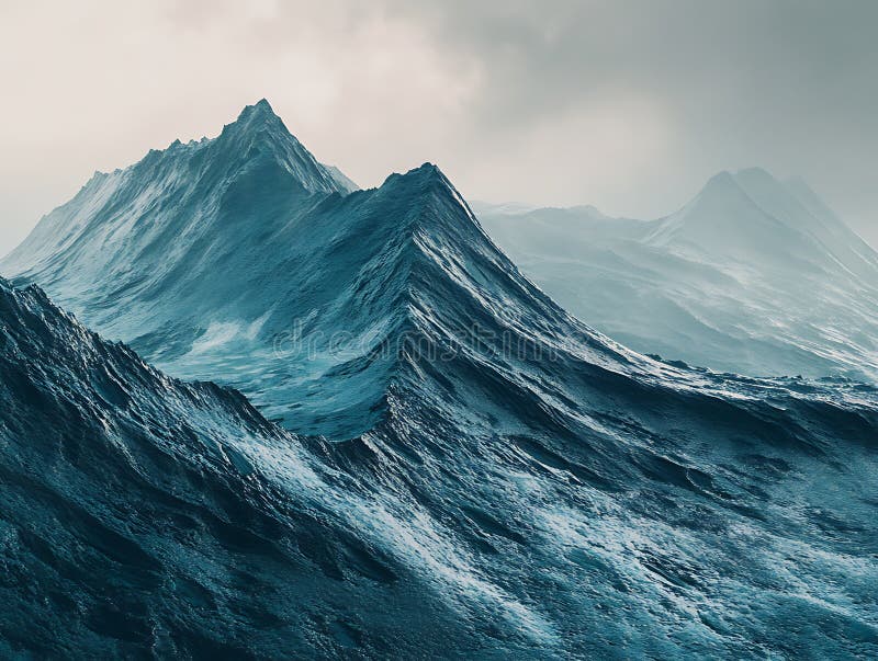 Majestic Mountain Peaks Under a Moody Sky, Dramatic Scenery Stock ...