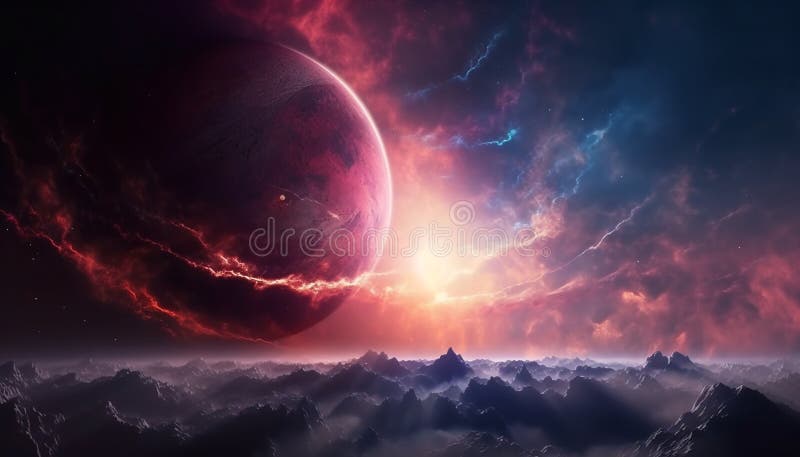 Majestic Mountain Range Glows in Moonlight, Horizon Meets Galaxy ...