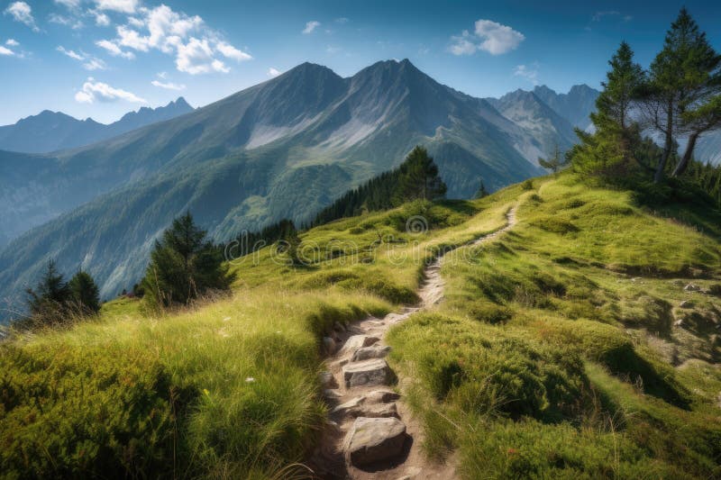 Majestic Mountain Range, with Hiking Trails and Pathways Winding ...