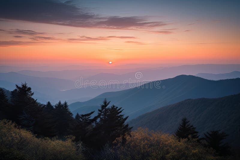 Majestic Mountain Range with Pink and Orange Sunrises and Sunsets Stock ...