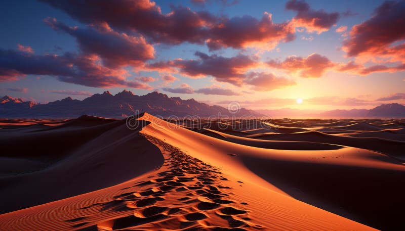 Majestic Mountain Range, Tranquil Sunset, Remote Wilderness, Idyllic ...