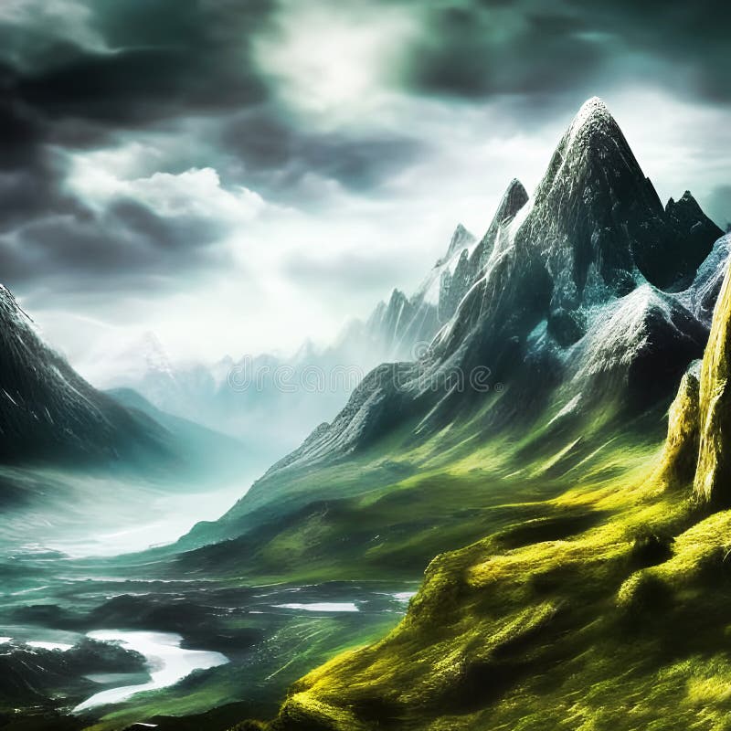 Majestic Mountain Range, with Fiery Sunset and Smokey Skies Stock ... Majestic Mountain Range, with Fiery Sunset and Smokey Skies Stock ...