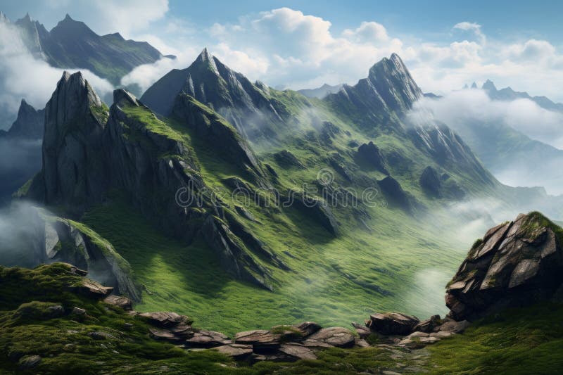 Majestic Mountain Top Scenery. Generate AI Stock Image - Image of blue ... Majestic Mountain Top Scenery. Generate AI Stock Image - Image of blue ...