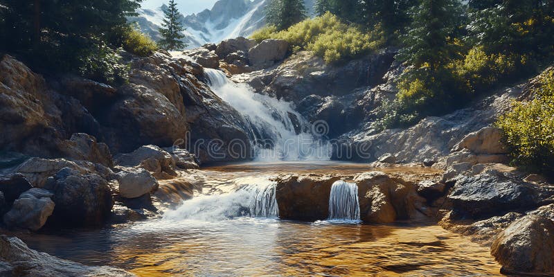 Majestic Mountain Waterfall a Breathtaking Nature Scene Stock ...
