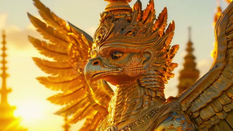 Majestic Mythical Creature Garuda Guards an Ancient Hindu Temple Stock ...