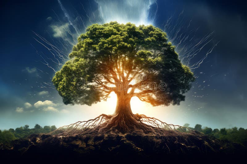 Majestic Nature Power Tree. Generate Ai Stock Photo - Image of ...