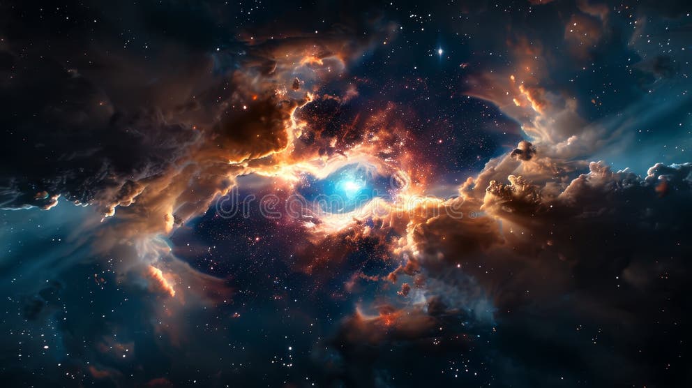 Majestic Nebula with Bright Cosmic Light Stock Illustration ...