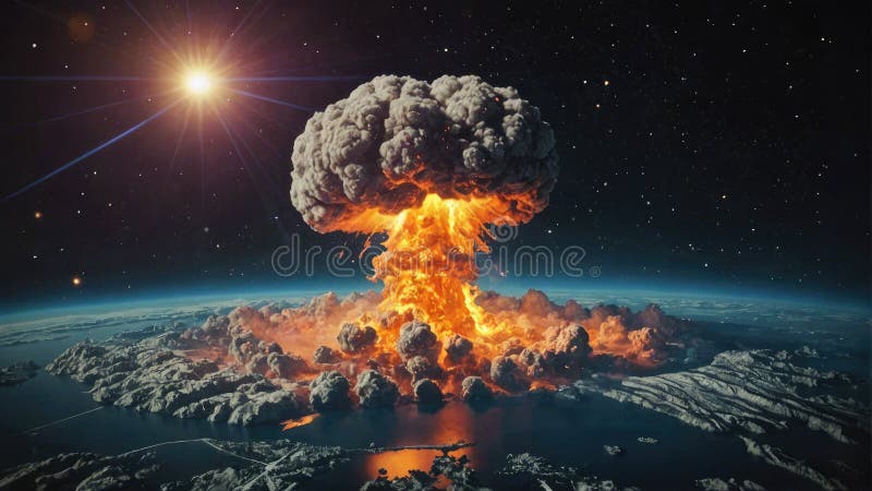 Majestic Nuclear Explosion Above Earth Stock Photo - Image of warfare ...