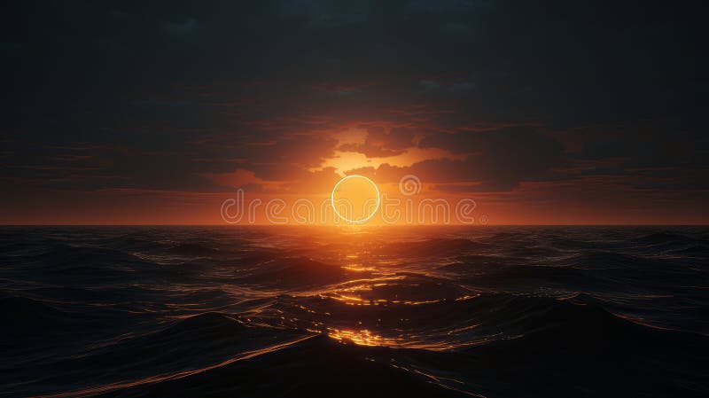 Majestic Ocean Eclipse: a Vision of Celestial Harmony Stock ...